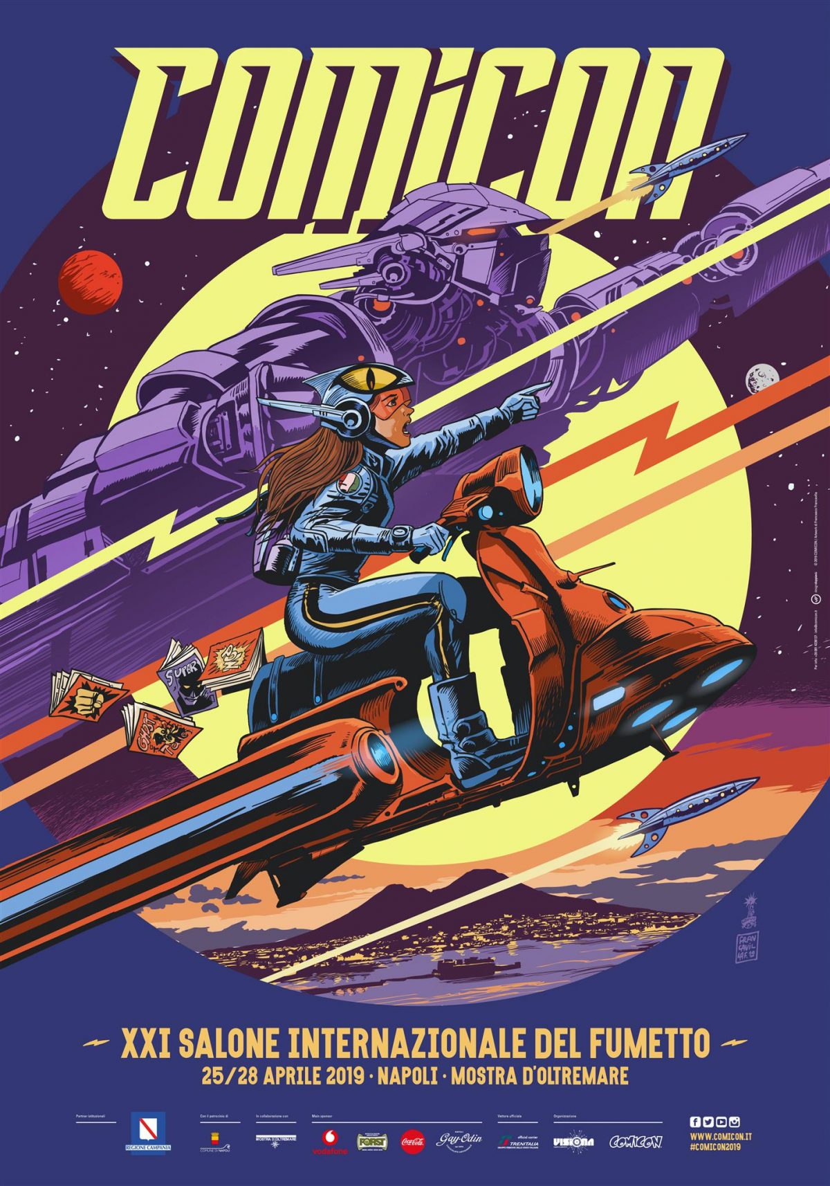 Comicon 2019 poster in Naples: a journey into the future - Napolike.com
