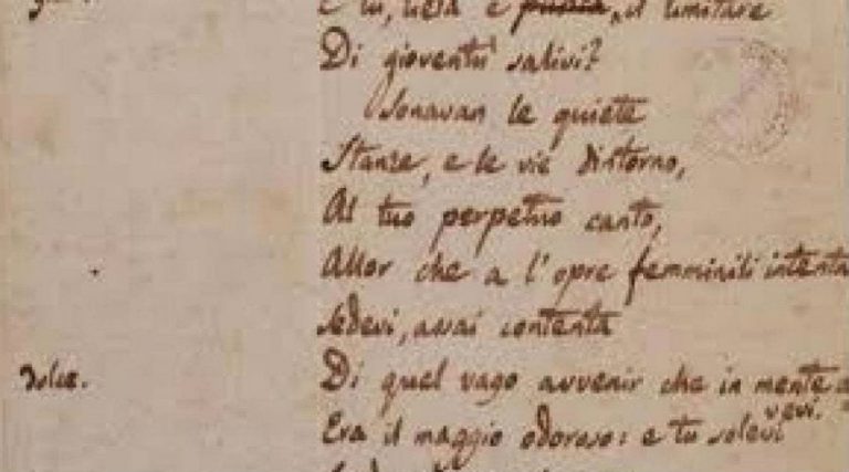 A rare letter from Giacomo Leopardi to the National Library of Naples