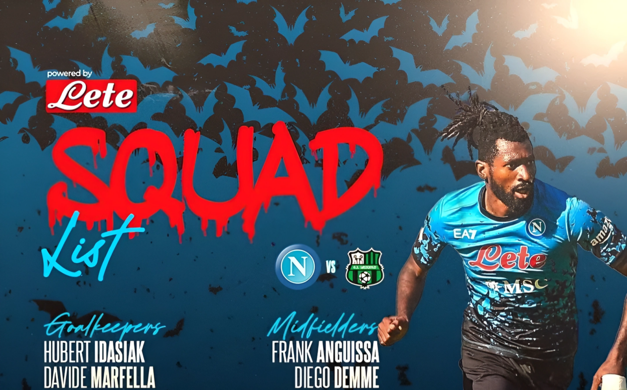 Napoli - Sassuolo: official line-up and called up for the twelfth day