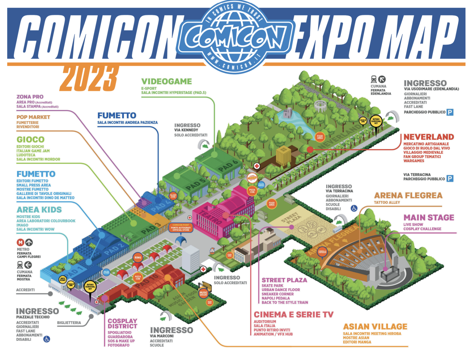 Naples Comicon 2023, mapa con áreas y expositores