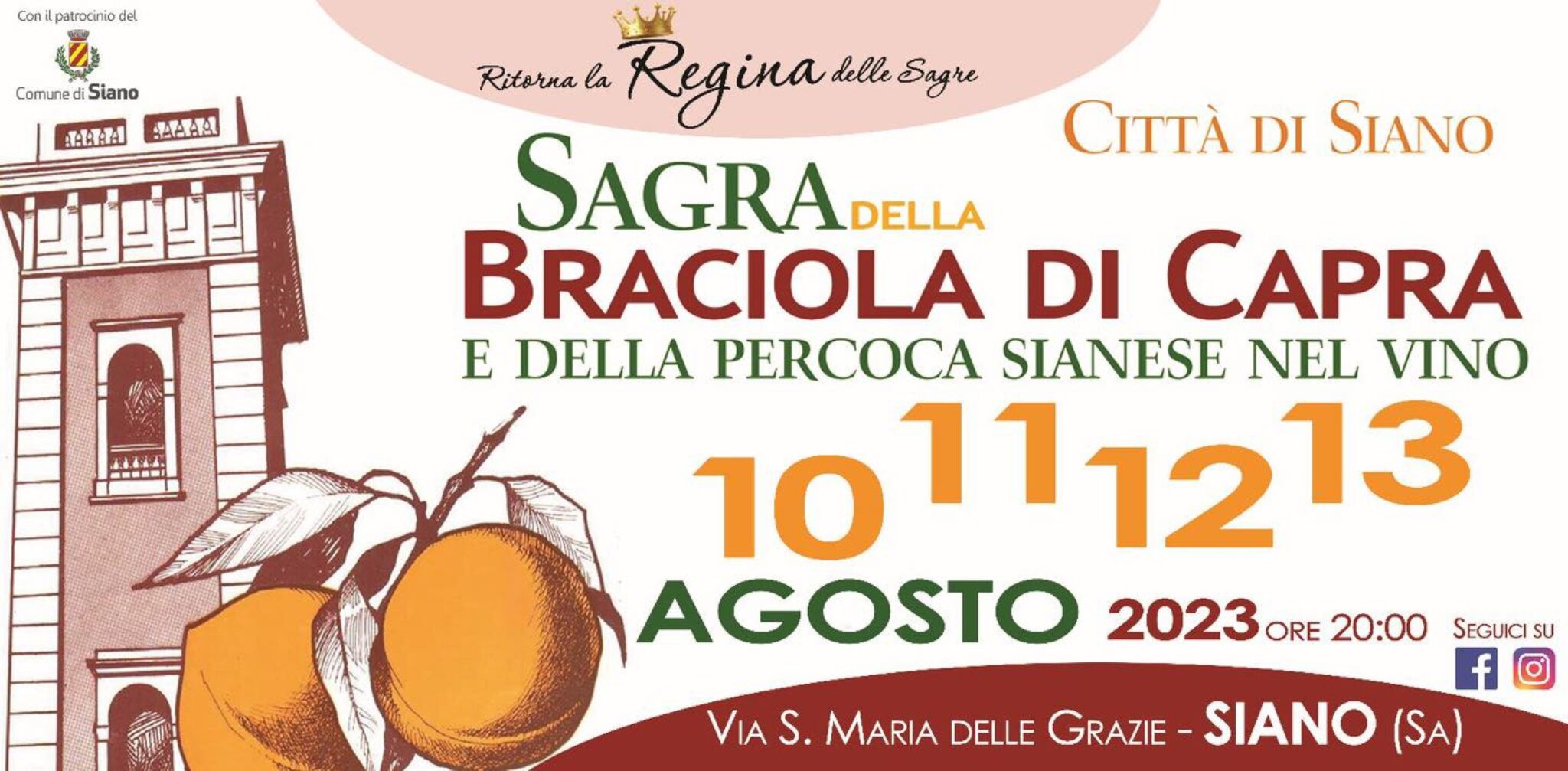Sagra della Braciola di Capra e della Percoca nel Vino 2023 a Siano (SA)