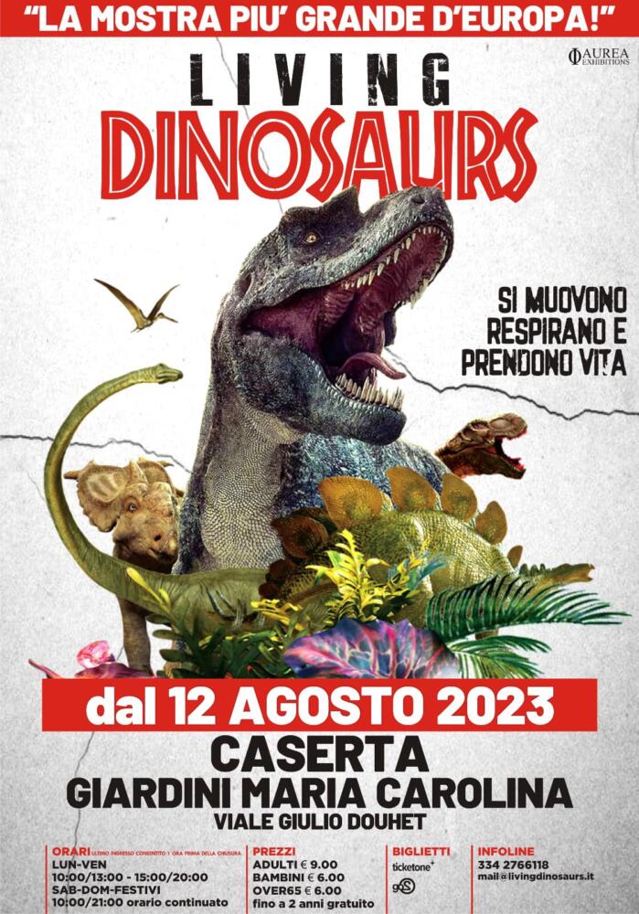 Living Dinosaurs, dinosaurs on display in Caserta in the Maria Carolina ...