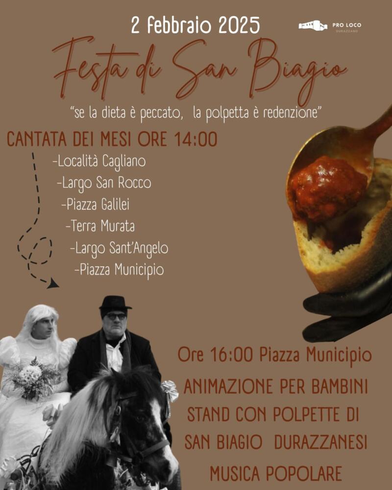 Feast of San Biagio 2025 in Durazzano, tradition and typical meatballs