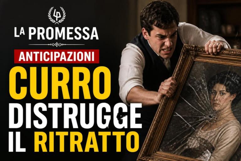 La Promessa, anticipazioni: Curro distrugge il ritratto di Cruz